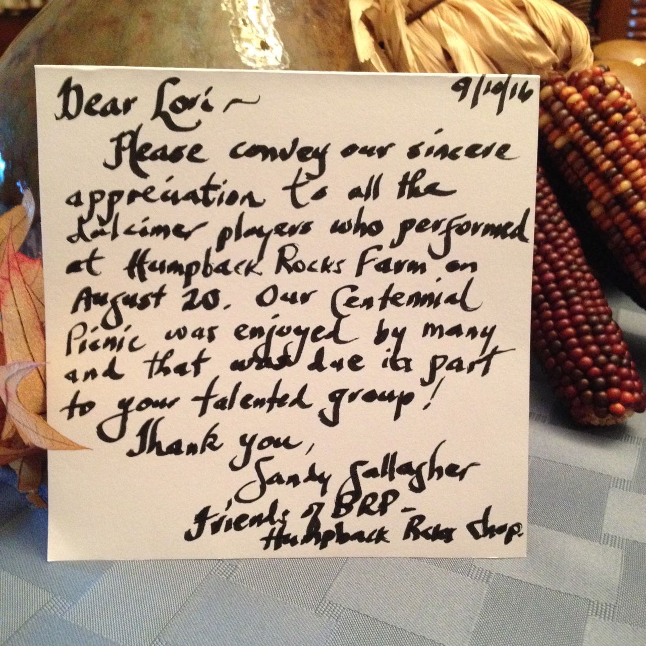 Friends of BRP Thank You Note – Blue Ridge Mountain Dulcimer Players Club